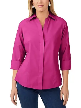 Foxcroft Taylor Non-Iron Button-Down Top Fuchsia