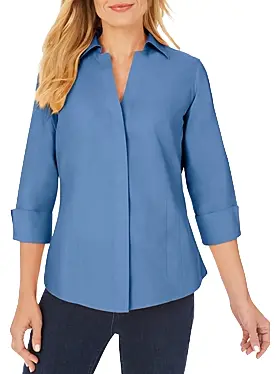 Foxcroft Taylor Non-Iron Button-Down Top Mountain Blue