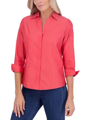 Foxcroft Taylor Non-Iron Button-Down Top Simply Red