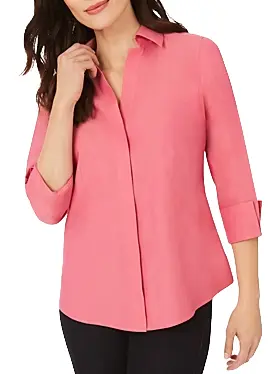 Foxcroft Taylor Non-Iron Button-Down Top Wild Rose