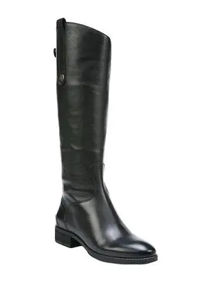 Sam Edelman Wide Calf Leather Riding Boots - Black