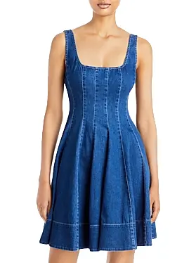 Staud Wells Mini Dress Medium Wash