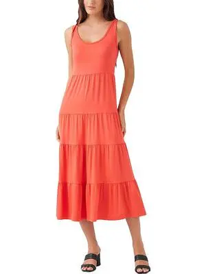 Karen Kane Tiered Midi Dress - Coral