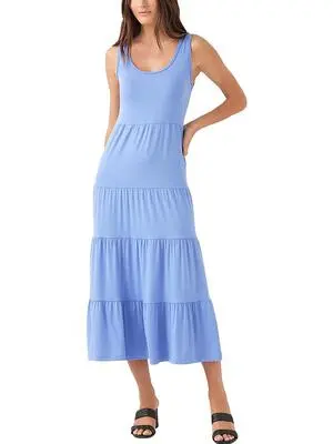 Karen Kane Tiered Midi Dress - Light Blue