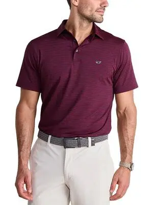 Vineyard Vines Bradley Striped Sankaty Polo Shirt Crimson