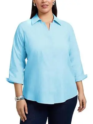 Foxcroft Taylor Blouse Soft Aqua