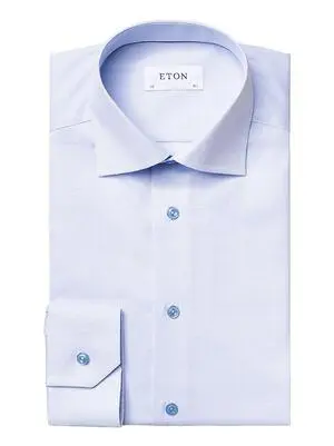 Eton Slim Fit Textured Dress Shirt Blue