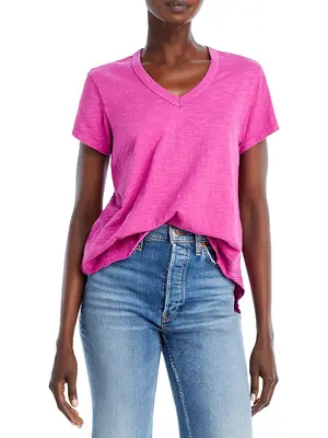 Wilt Shrunken V-Neck Tee Fuchsia