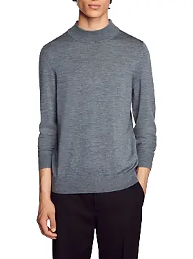 Sandro Industrial Slim Fit Sweater Mocked Grey