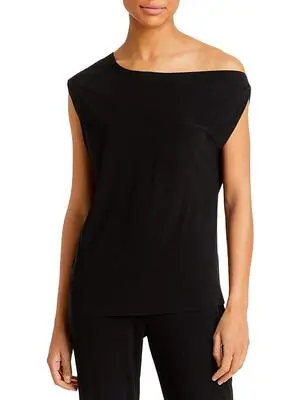 Norma Kamali Drop Shoulder Asymmetric Top - Black