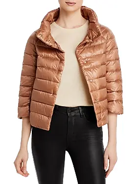 Herno Herno Sofia Iconico Cropped Down Puffer Coat Hazelnut
