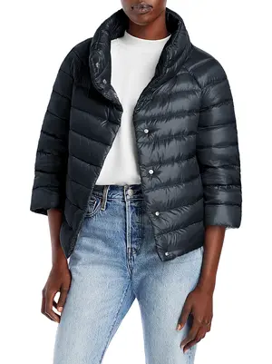 Herno Sofia Iconico Cropped Down Puffer Coat - Navy