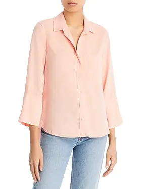 Bella Dahl Long Sleeve Button-Down Top Sunset Coral