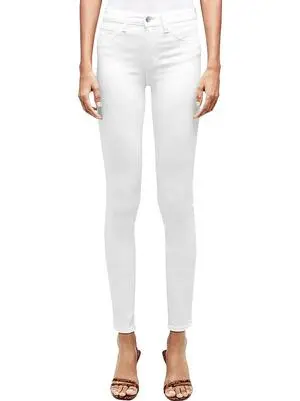 L'Agence Marguerite Mid Rise Skinny Jeans Blanc