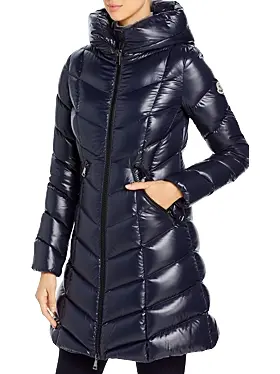 Moncler Marus Hooded Down Coat Navy