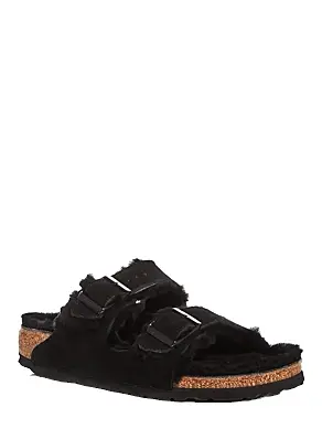 BIRKENSTOCK Arizona Shearling Slide Sandals Black