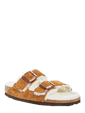 BIRKENSTOCK Arizona Shearling Slide Sandals Brown