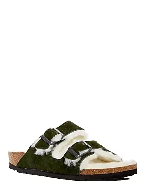 BIRKENSTOCK Arizona Shearling Slide Sandals Green