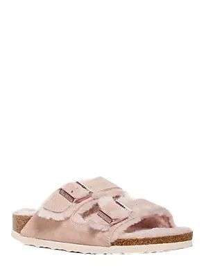 BIRKENSTOCK Arizona Shearling Slide Sandals Pink