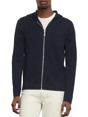 Sandro Slim-fit Zip Up Hoodie - Navy Blue