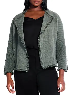 NIC+ZOE Fringe Knit Jacket Briar