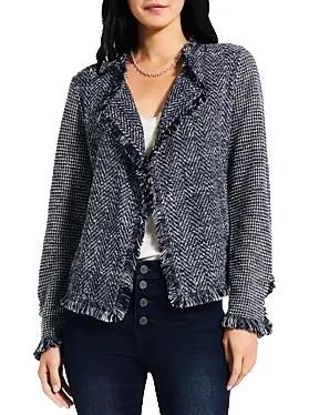 NIC+ZOE Fringe Knit Jacket Indigo Multi