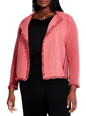 NIC+ZOE Fringe Knit Jacket Spice