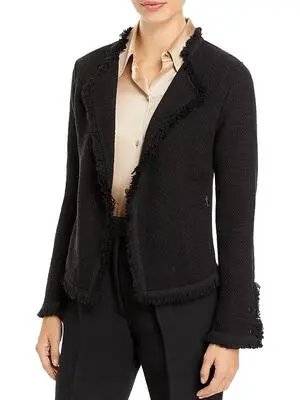 NIC+ZOE Fringe Knit Jacket - Black Onyx