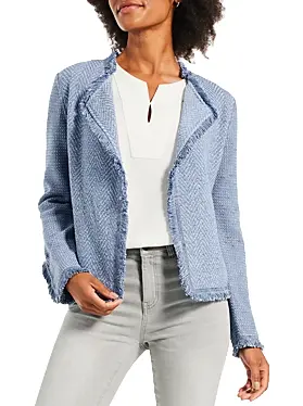 NIC+ZOE NIC+ZOE Fringe Knit Jacket Blue Mix