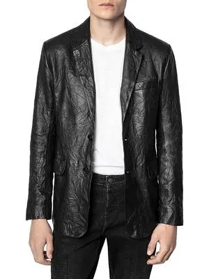 Zadig&Voltaire Valfried Crinkle Leather Jacket - Noir