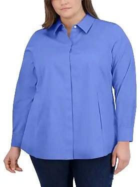 Foxcroft Foxcroft Plus Cici Non Iron Tunic Top Cornflower