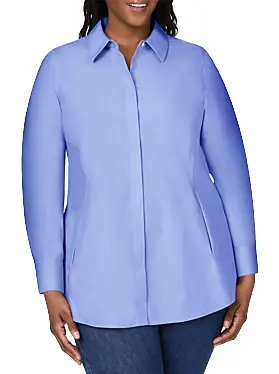Foxcroft Foxcroft Plus Cici Non Iron Tunic Top Iris Bloom