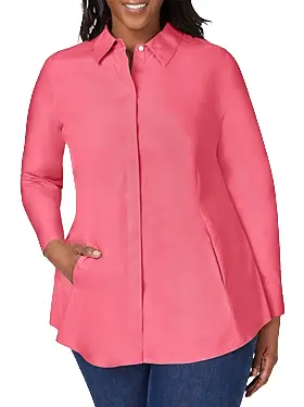 Foxcroft Foxcroft Plus Cici Non Iron Tunic Top Rose Red