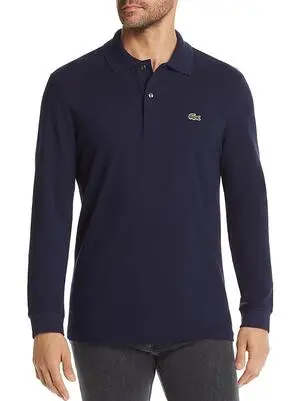 Lacoste Classic Fit Long-sleeve Pique Polo Shirt Navy