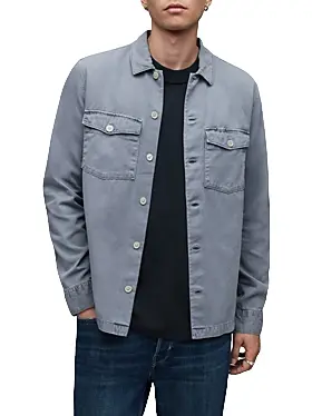 ALLSAINTS Spotter Cotton Camp Shirt Aluminium