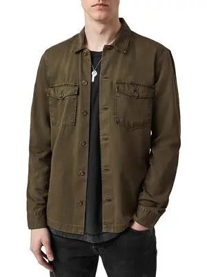 ALLSAINTS Spotter Cotton Camp Shirt - Cargo Green