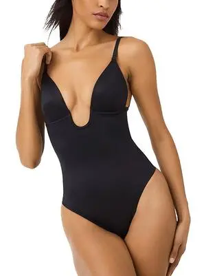 Spanx Suit Your Fancy Plunge Low Back Thong Bodysuit - Very Black