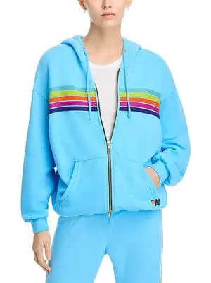 Aviator Nation Rainbow Stripe Zip-Up Hoodie Sky Rainbow