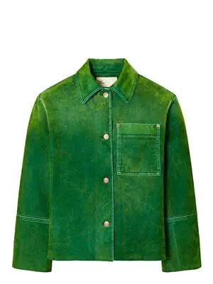 Tory Burch Denim Barn Jacket Soft Emerald