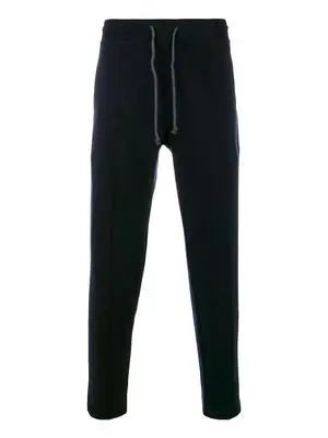 Brunello Cucinelli Cashmere-cotton Blend Drawstring Track Pants - Blue