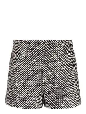 Red Valentino Herringbone-weave Shorts - Black