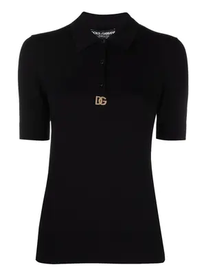 Dolce & Gabbana Logo-plaque Polo Top - Black