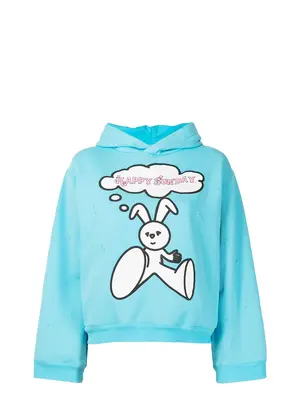 Natasha Zinko Slogan Print Hoodie - Blue