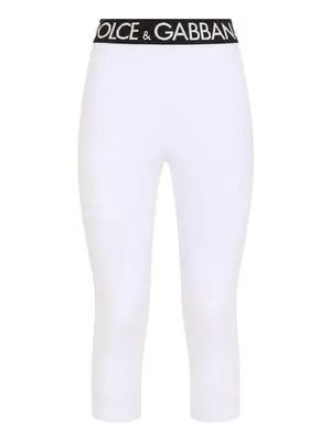 DOLCE & GABBANA Logo-waistband Crop Leggings
