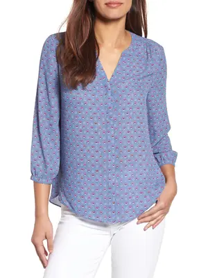 NYDJ NYDJ Pintuck Blouse Blue Blossoms