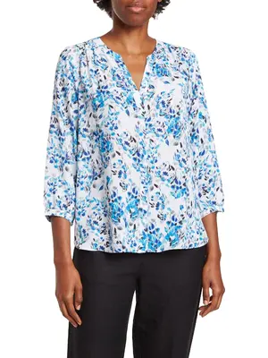 NYDJ NYDJ Pintuck Blouse Blue Willow