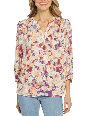 NYDJ NYDJ Pintuck Blouse Fallen Leaf