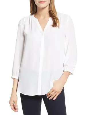 NYDJ Pintuck Blouse - Optic White
