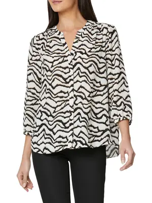 NYDJ NYDJ Pintuck Blouse Zebra Edge