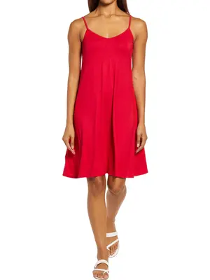 Loveappella Loveappella Godet Slipdress Red